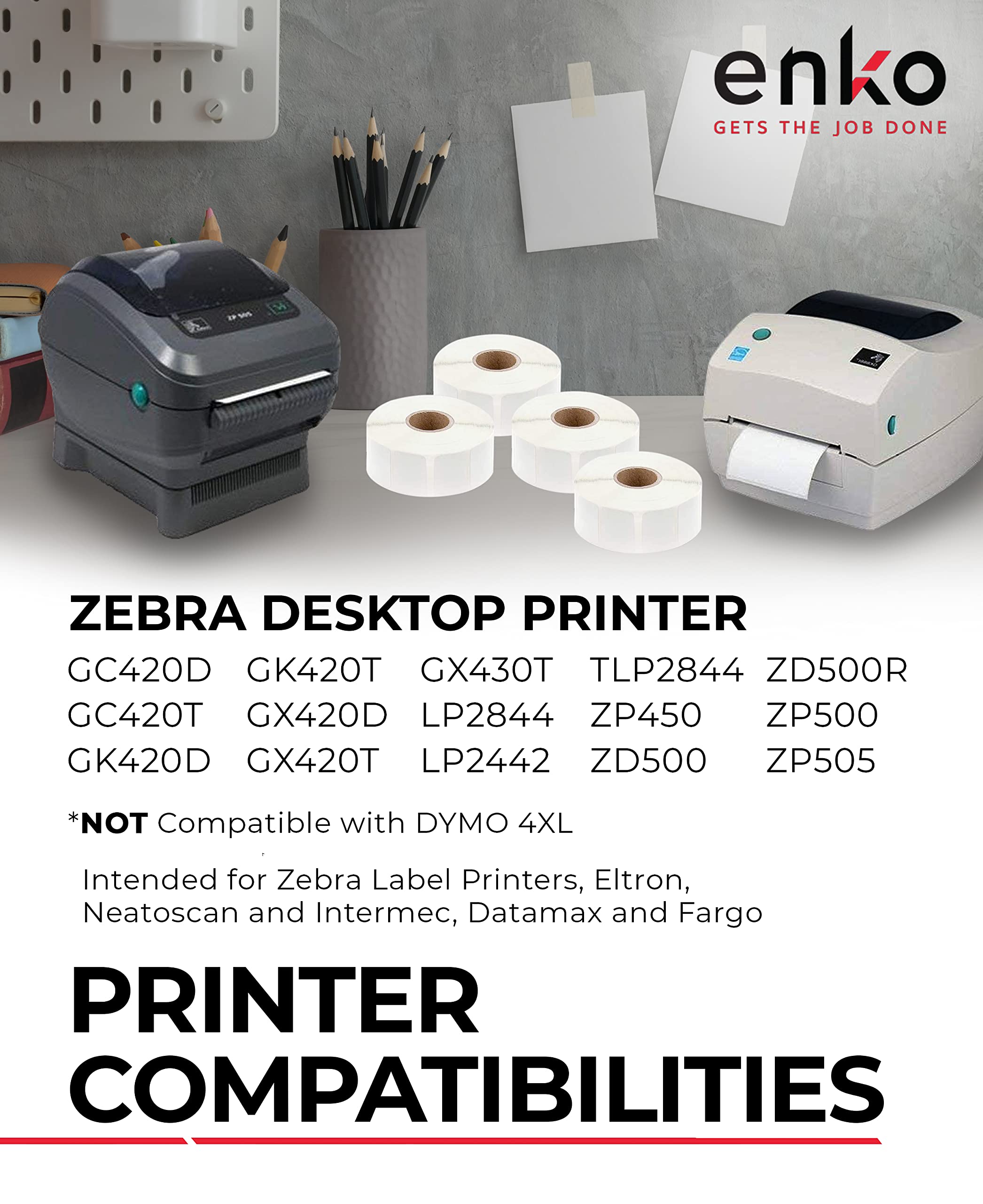enKo 1.5 x 1 Inch Direct Thermal Labels (6 Rolls, 3120 Labels) Adhesive 1-1/2 x 1 Labels (1 in Core) Use as Barcode Labels, Address & Book Spine Labels - Compatible with Zebra Rollo Label Printer