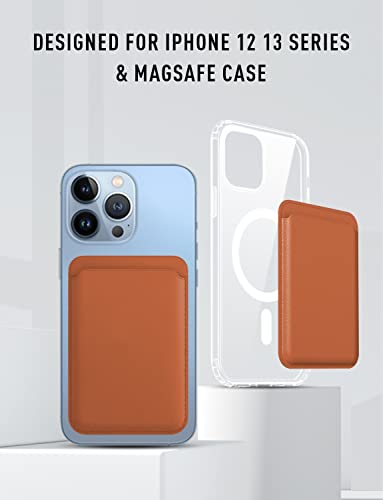 Magnetic Card Wallet Holder with MagSafe for iPhone 14 Pro Max/14 Plus/14 Pro/14, for iPhone 13 Pro Max/13 Pro/13/13 Mini, for iPhone 12/12 Pro/12 Max/12 Mini,GoldenBrown