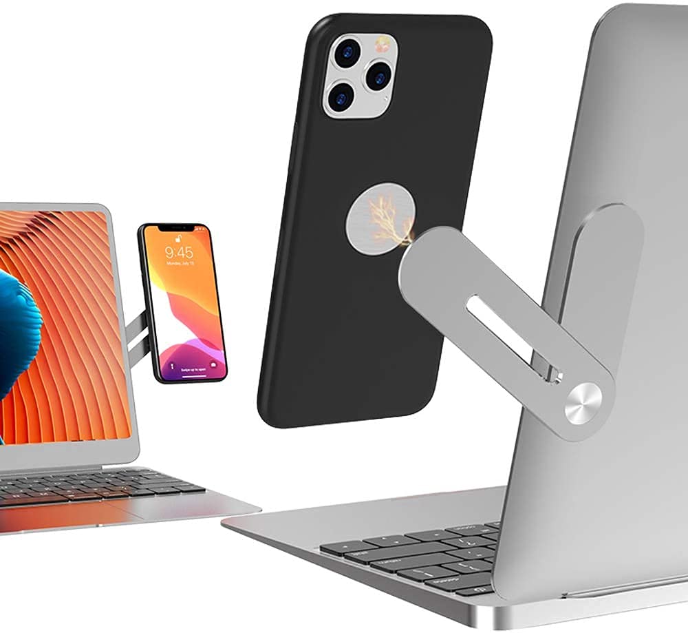 adjustable laptop phone holder magnetic - Premium Aluminum Adjustable Laptop Extension Holder Slim Portable Foldable Side Mount Clip Stand for smart Cell Phone Computer Laptop Extension Bracket