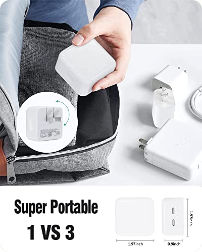 USB-C iPhone Fast Charger,PD 3.0 35W Dual USB-C Port Power Adapter,Cell Phone Wall Charger+USB-C to USB-C/Lightning Cable,Compatible with iPhone 14/13/12/11 /Pro/Max/Se/X/Xr/Xs/8 /8plus /iPad…