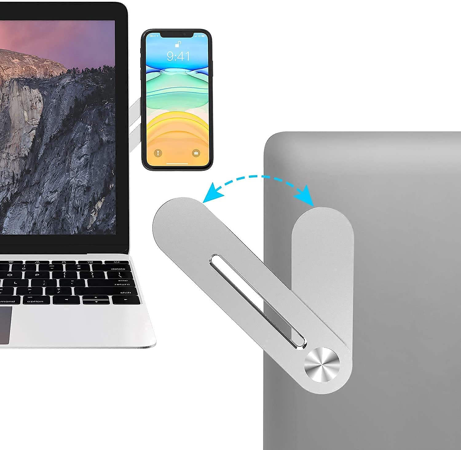 adjustable laptop phone holder magnetic - Premium Aluminum Adjustable Laptop Extension Holder Slim Portable Foldable Side Mount Clip Stand for smart Cell Phone Computer Laptop Extension Bracket