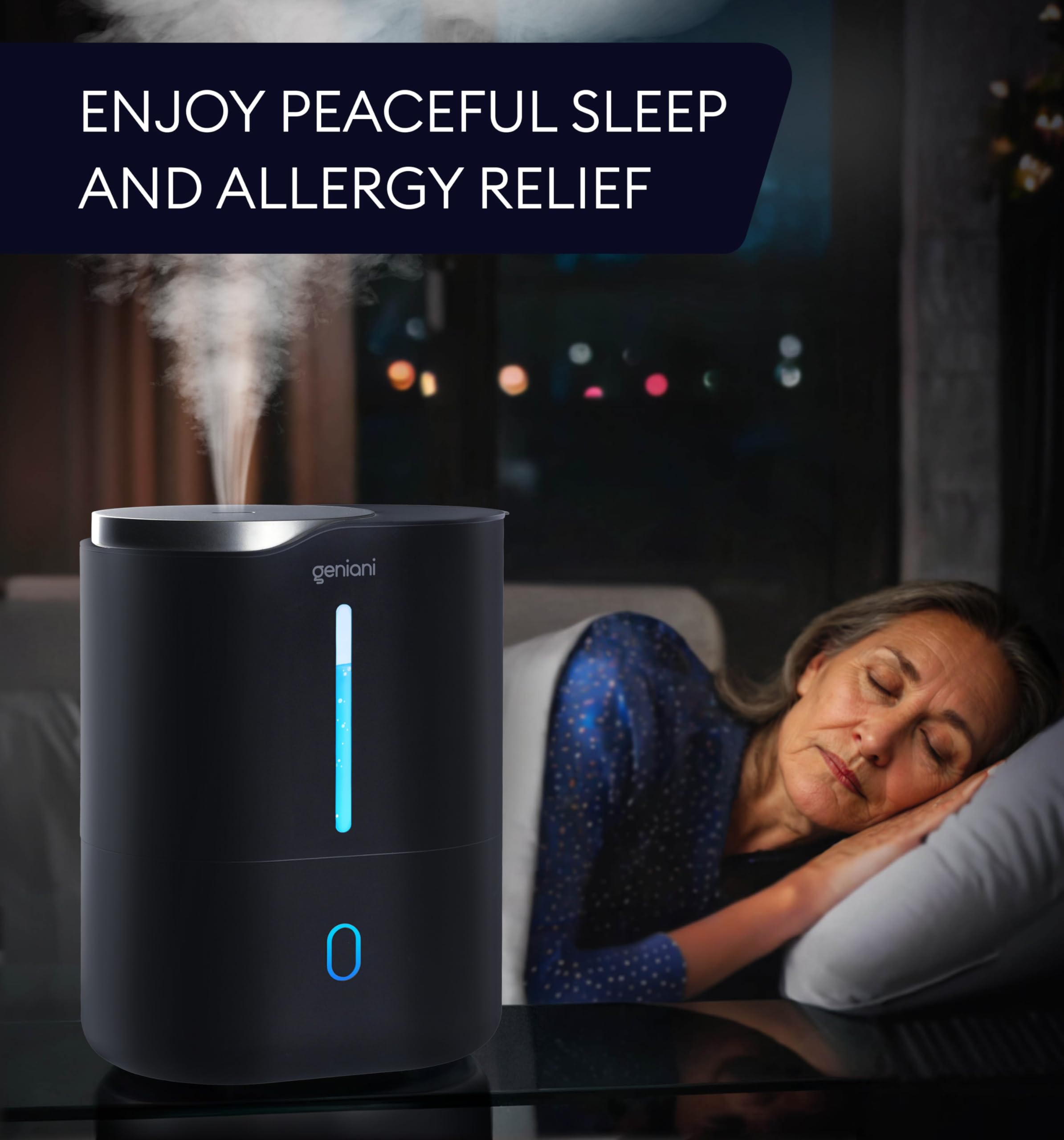 Top Fill Humidifier with Essential Oil Diffuser 4L for Home, Baby, Bedroom, Large Room & Indoor Plants, Cool Mist Ultrasonic Quiet Air Humidifiers, Automatic Humidity Control, Night Light (Black)