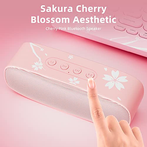 Mytrix Sakura Pink Cherry Blossom Bluetooth Speaker, Portable Wireless Speaker with Bluetooth 5.0, Dual Pairing, Outdoor Speakers with HD Sound and Bass for Home, Party, and Travel