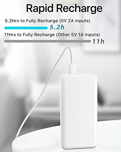 Jassco Portable Charger Power Bank, 12000mAh Dual USB Battery Pack, Fast Charge with USB C & Micro USB Input, Slim & Light Backup Charger Compatible with iPhone 14/13/12, Galaxy, Pixel, iPad and More
