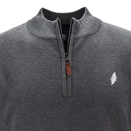 SEC.119 Grateful Dead Bolt Quarter-Zip Sweater | 4-Way Stretch Fabric Sweatshirt | Grey Officially Licensed Apparel | Extra Large