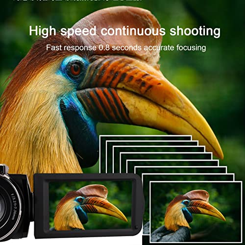 LebonYard Black 2.7K Ultra HD Digital Video Camera 3.0-inch 270 ° Reversible IPS Touch-Control Screen DV 16 Times Digital Zoom Double Intelligent Anti-Shake with Remote Control
