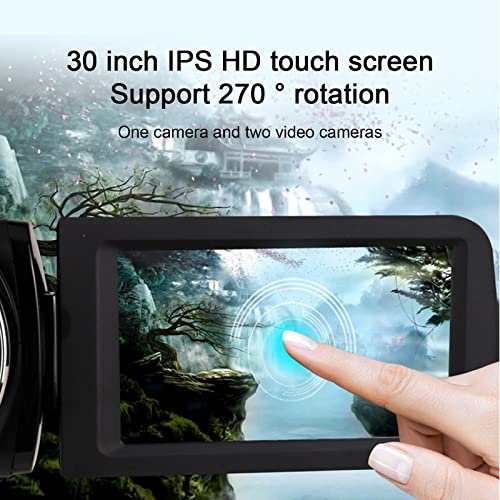 LebonYard Black 2.7K Ultra HD Digital Video Camera 3.0-inch 270 ° Reversible IPS Touch-Control Screen DV 16 Times Digital Zoom Double Intelligent Anti-Shake with Remote Control