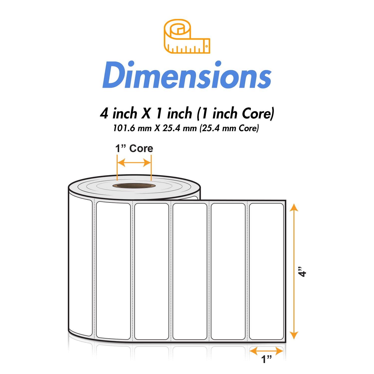 OfficeSmartLabels – 4" x 1" Direct Thermal Labels - Compatible with Zebra & Rollo Desktop Printers and More – 1” Core, Permanent Adhesive & Perforated [4 Rolls, 5500 Labels]