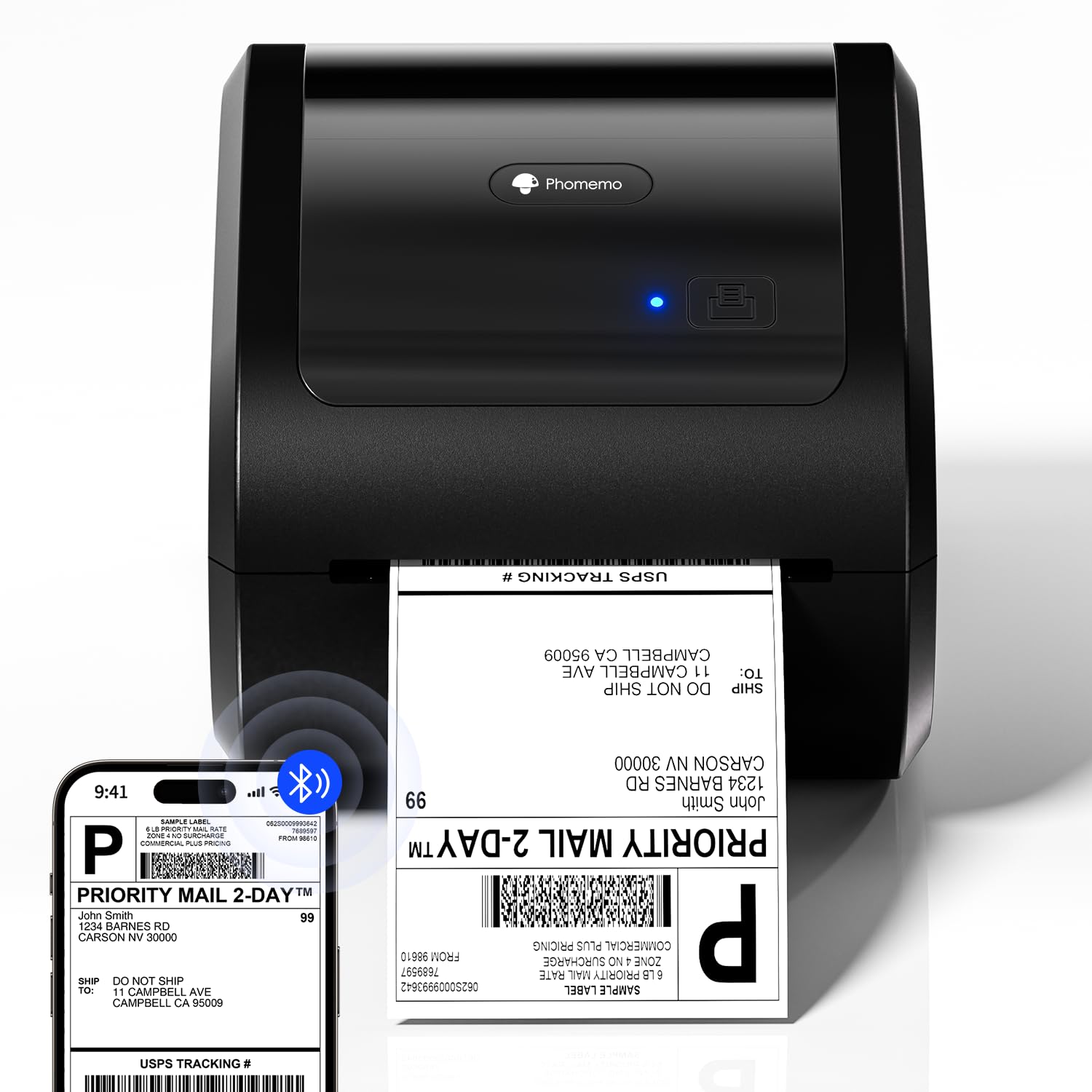 Phomemo Bluetooth Thermal Label Printer 4X6 - D520BT Wireless Shipping Label Printer Build-in Holder, Thermal Label Maker for Return Shipping Package, Compatible with Amazon, USPS, Shopify, Ebay
