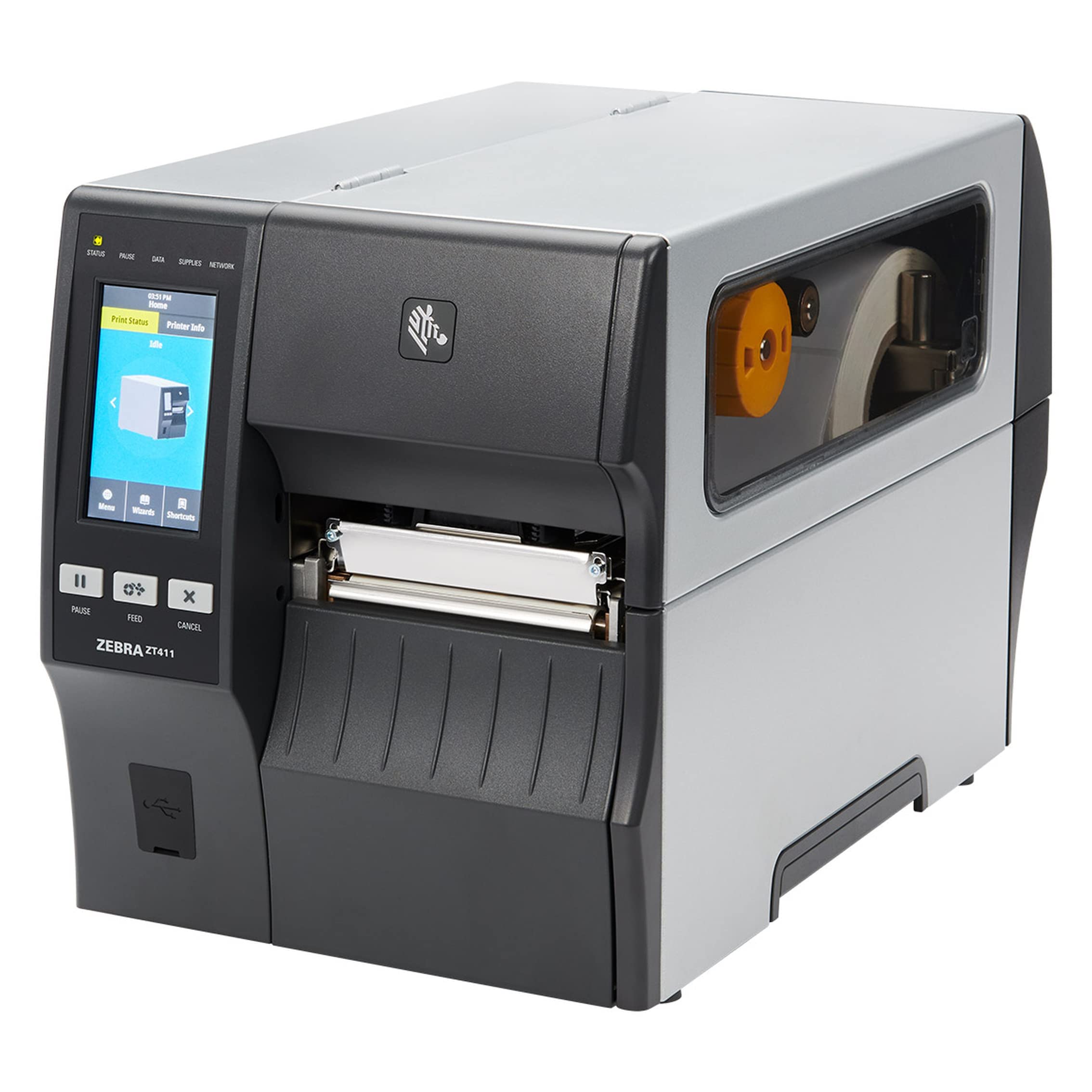 ZEBRA ZT411 Thermal Transfer and Direct Thermal Industrial Label Printer - Ethernet, Bluetooth, Serial, USB, USB Host Connectivity - 203 DPI, 14 IPS, 4.09" Print Width - JTTANDS