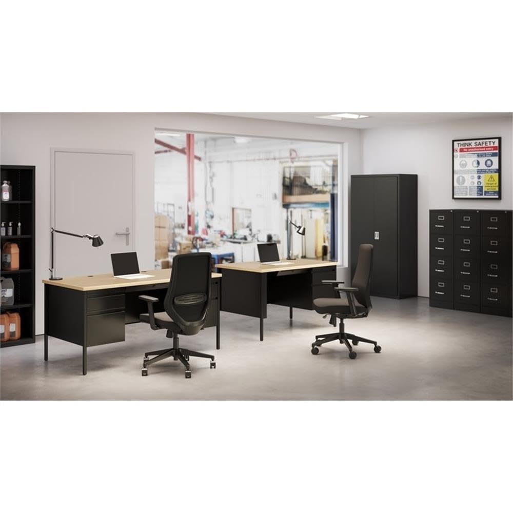 Pemberly Row 4 Drawer 25" Deep Letter File Cabinet in Black, Fully Assembled