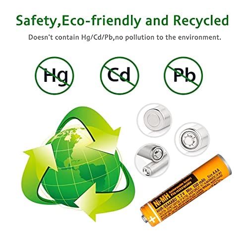 EOCIK 8 Pack HHR-55AAABU NI-MH Rechargeable Battery for Panasonic 1.2V 550mAh AAA Battery for Cordless Phones