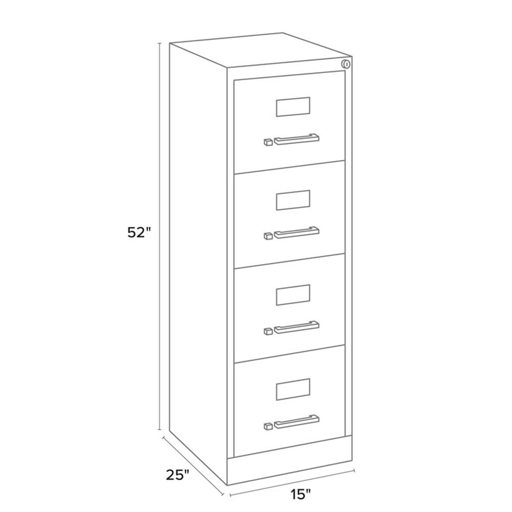 Pemberly Row 4 Drawer 25" Deep Letter File Cabinet in Black, Fully Assembled