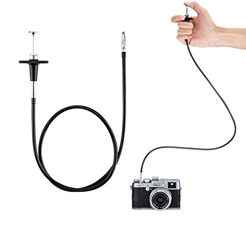 JJC TCR-70BK Black 70cm Threaded Cable Release, Mechanical Shutter Release Cable, Mechanical Cable Release with Bulb-Lock Design for Long exposures