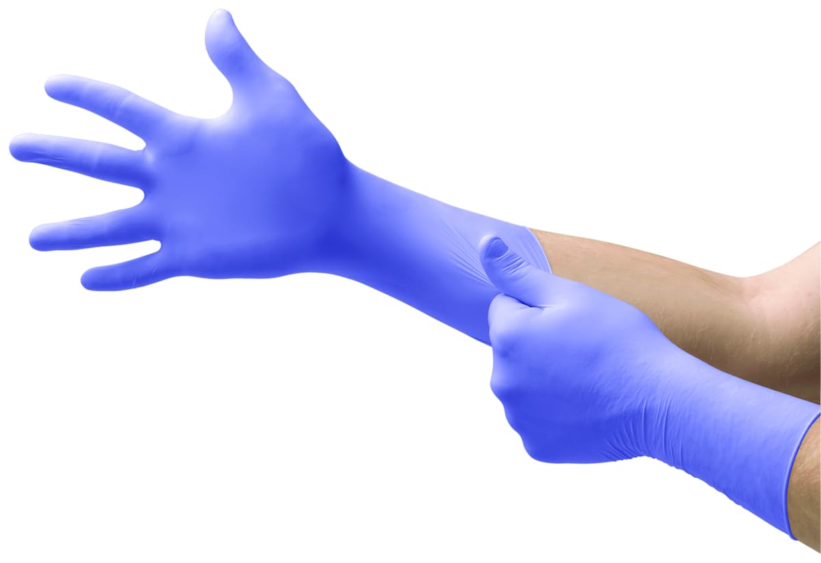 Microflex SEC-375-L-Box Supreno EC Exam Gloves, Nitrile Extended Cuff, PF, Latex-Free, Textured Fingers, Blue, Large (Pack of 50)