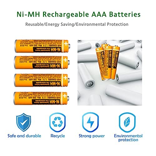 EOCIK 8 Pack HHR-55AAABU NI-MH Rechargeable Battery for Panasonic 1.2V 550mAh AAA Battery for Cordless Phones