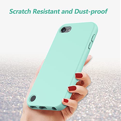 iPod Touch 7th/6th/5th Generation Case, iPod Touch case, Shockproof Silicone Case [with Built in Screen Protector] Full Body Heavy Duty Rugged Defender Cover Case for iPod Touch 7/6/5 (Green)
