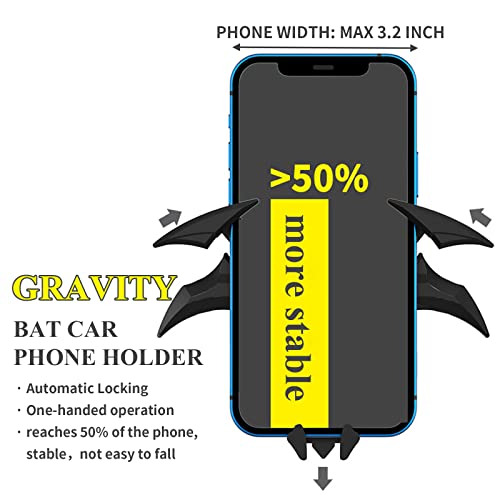 RFSRZ Bat Phone Holder for Car, Car Vent Bat Mount Cool Car Accessories Car Gifts for Men Universal Cell Phone Holder Bat Decorations Collectibles Gravity Automatic Locking Hands Free