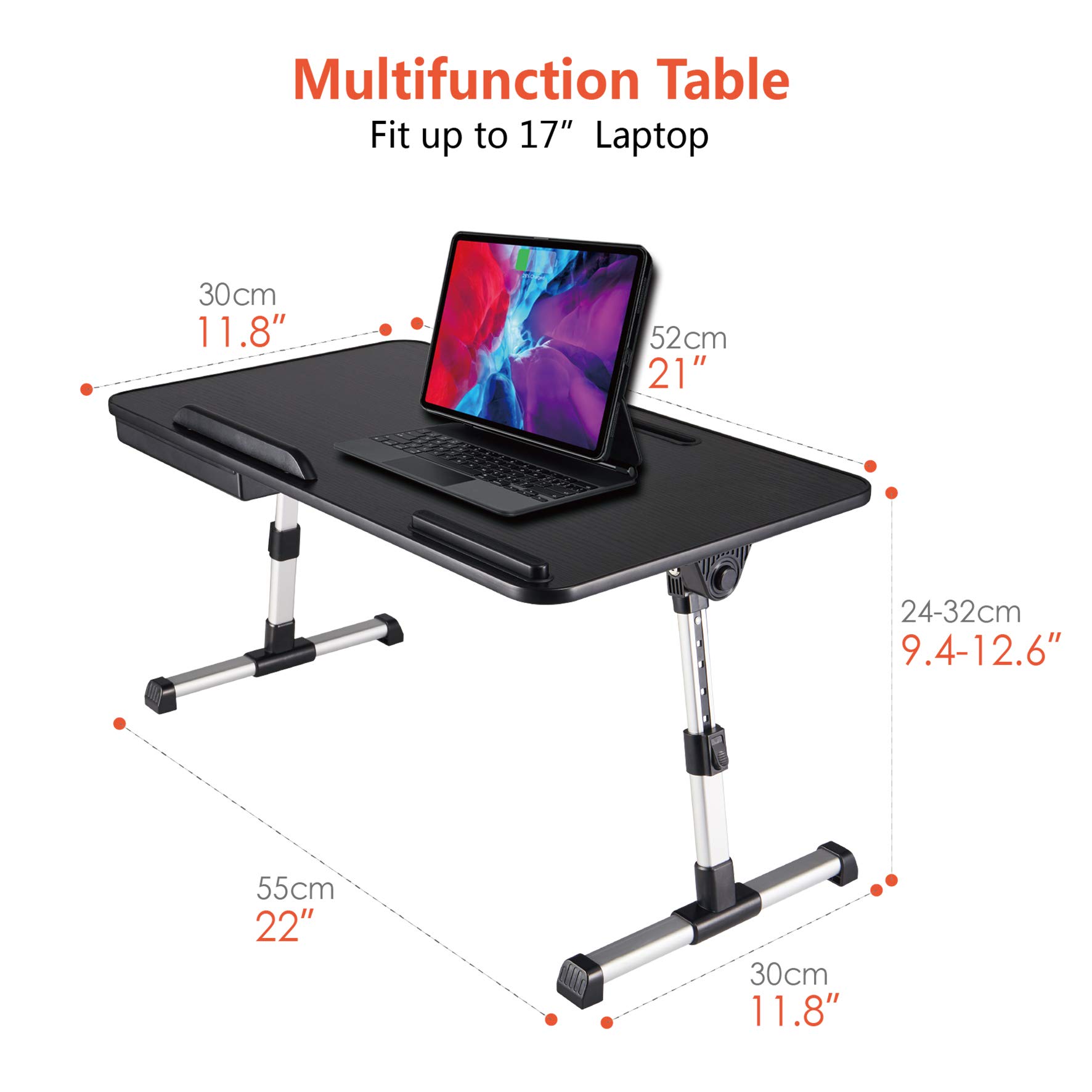 Lap Desk for Laptop,BUILDEC Adjustable Laptop Stand for Desk with Storage Drawer,Foldable Legs Standing Lap Table for Reading, Eating, Working, Writing, Gaming and Drawing in Bed Sofa Couch Floor…