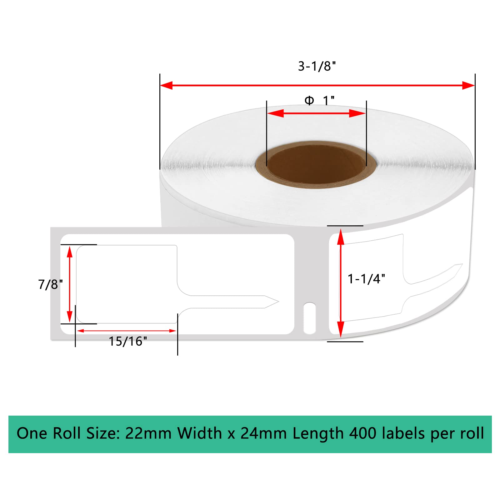 USUPERINK 1 Roll (400 Labels/roll) Compatible for Dymo LabelWriter 30373 Jewelry Price Tag 2-up Rat Tail Labels 7/8'' x 15/16'' Retail Adhesive Label Sticker [NOT FIT 550 & 5XL]