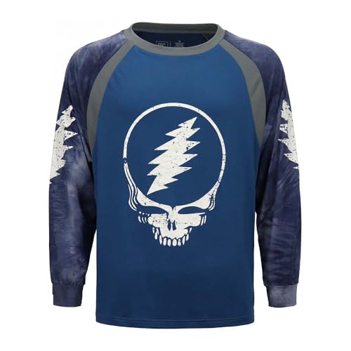 SEC.119 Grateful Dead Blue Tie-Dye Long Sleeve Shirt | Loose Fit | Sun Protection | Swim Shirt | Quick-Drying Fabric | Officially Licensed Apparel | Large