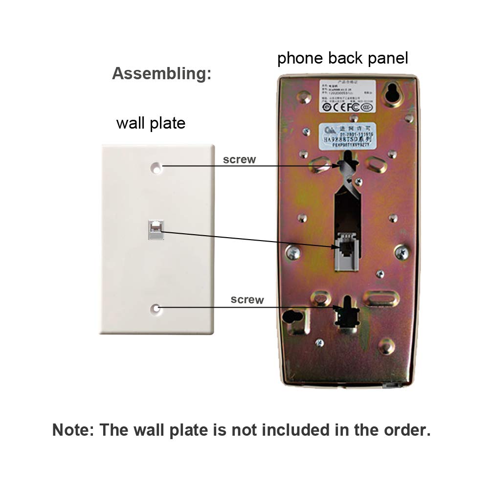 TelPal Red Wall Phone, Analog Corded Wall Mounted Phone with Loud Traditional Bell, Classic Landline Phones Wall Mount with Handset Volume Control- Wall Mount Jack Required