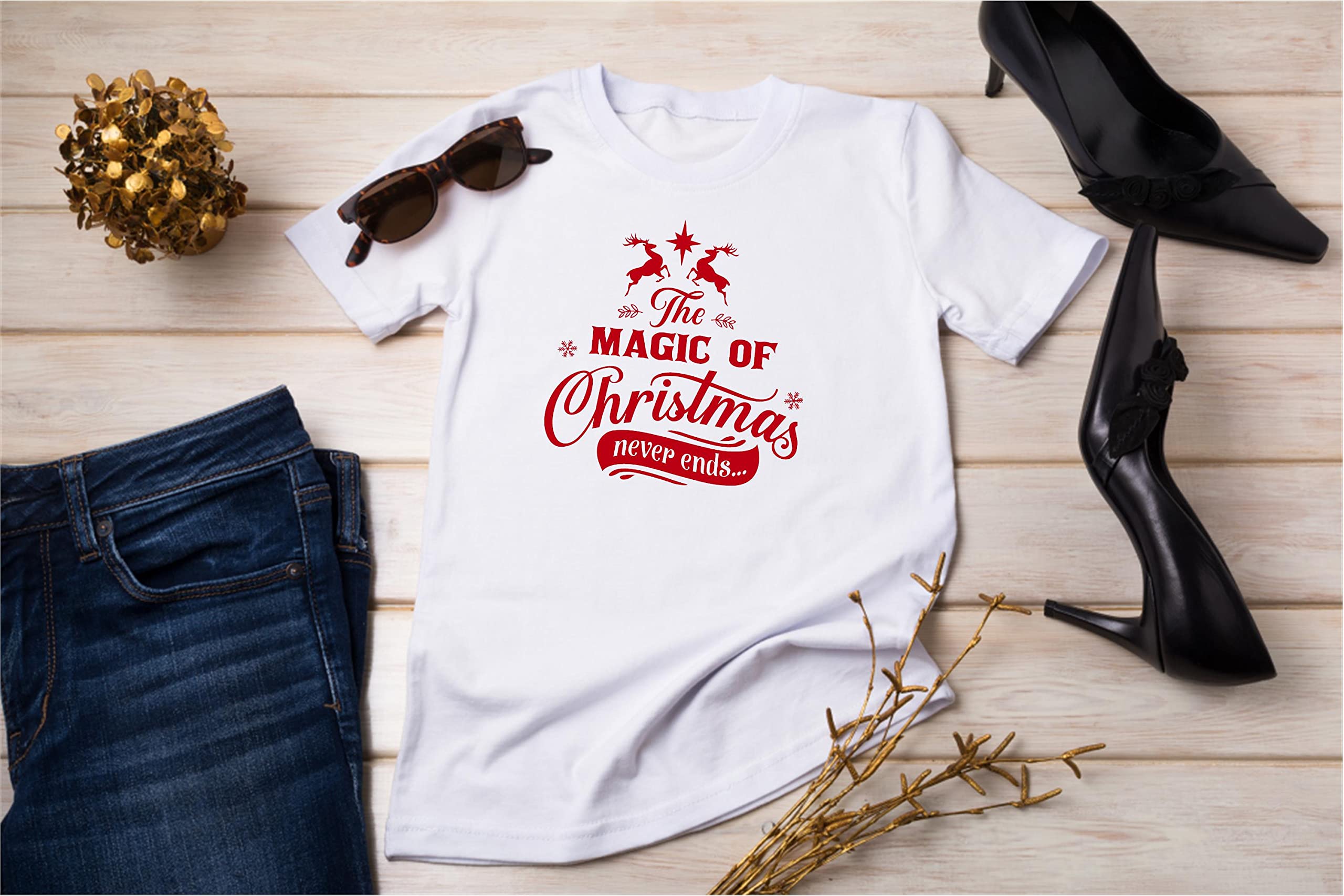 SEC Apparel Christmas Iron on for Shirts and More The Magic of Christmas Never Ends