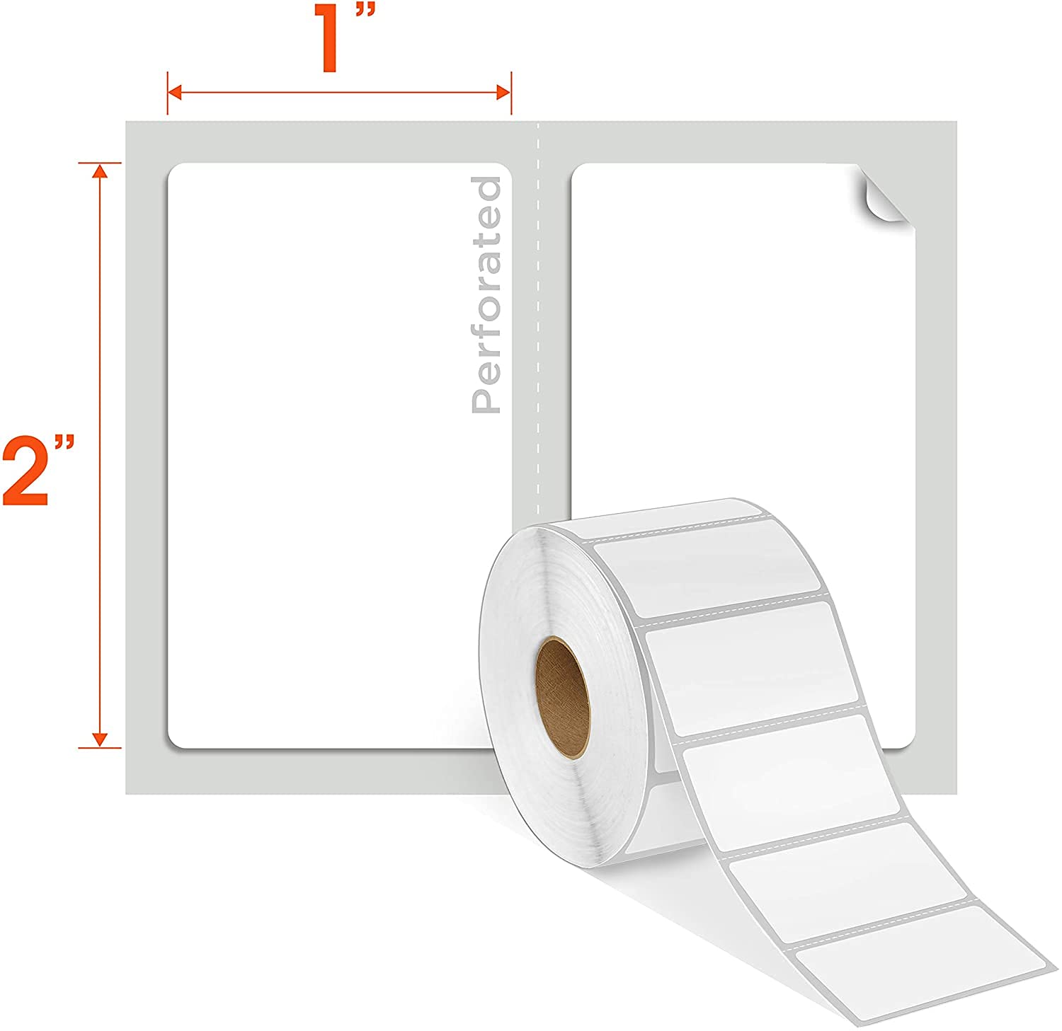 Prinko- 12 Rolls, 1300/Roll 2” X 1” Direct Thermal Labels for UPC Barcodes, Address, Perforated & Compatible with Rollo Label Printer & Zebra Desktop Printers