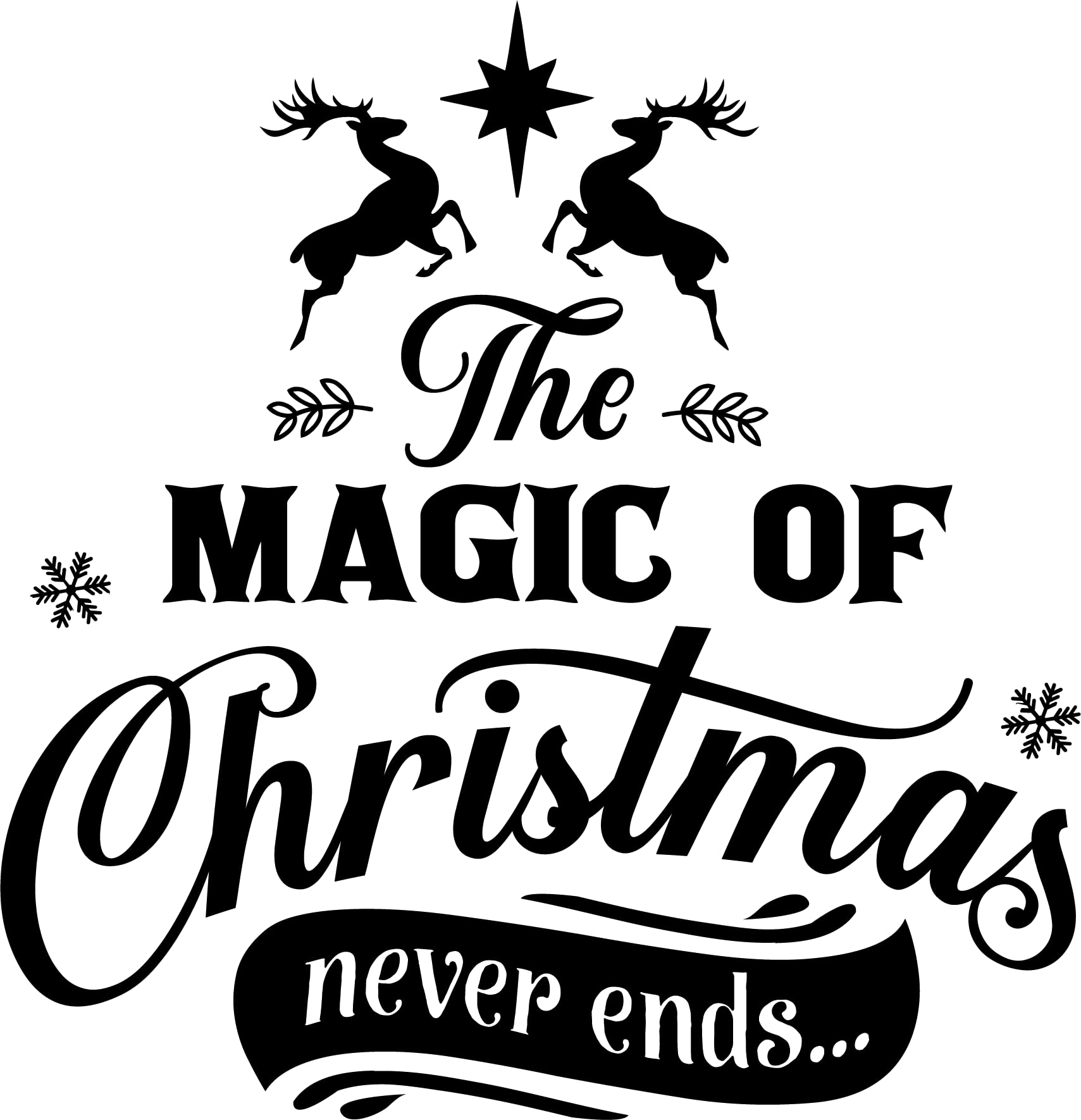 SEC Apparel Christmas Iron on for Shirts and More The Magic of Christmas Never Ends