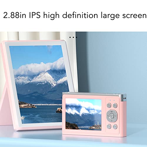 4K Digital Camera, 16X Zoom 50MP AF Autofocus Vlogging Camera, 2.88in IPS HD Mirrorless Camera with Battery, LED Fill Light Portable Mini Compact Camera for Macro Shooting, Teens, Students(Pink)
