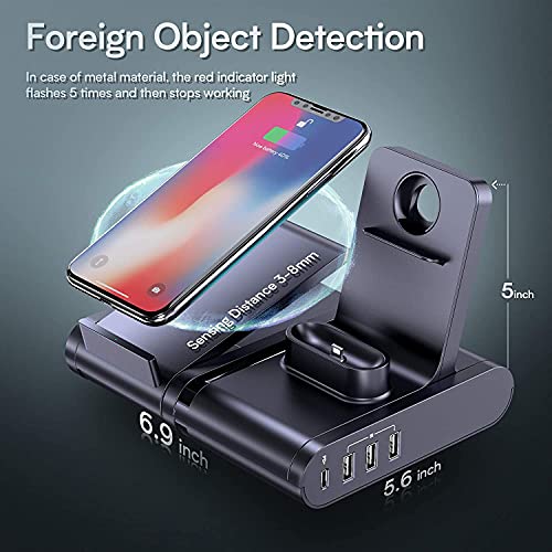 seenda Charging Station for Multiple Devices - 90W Fast Charger Station with 4 USB Ports (1 USB C + 3 USB A) and 10W Wireless Charger for iWatch AirPods iPhone MacBook,Tablet iPad and More