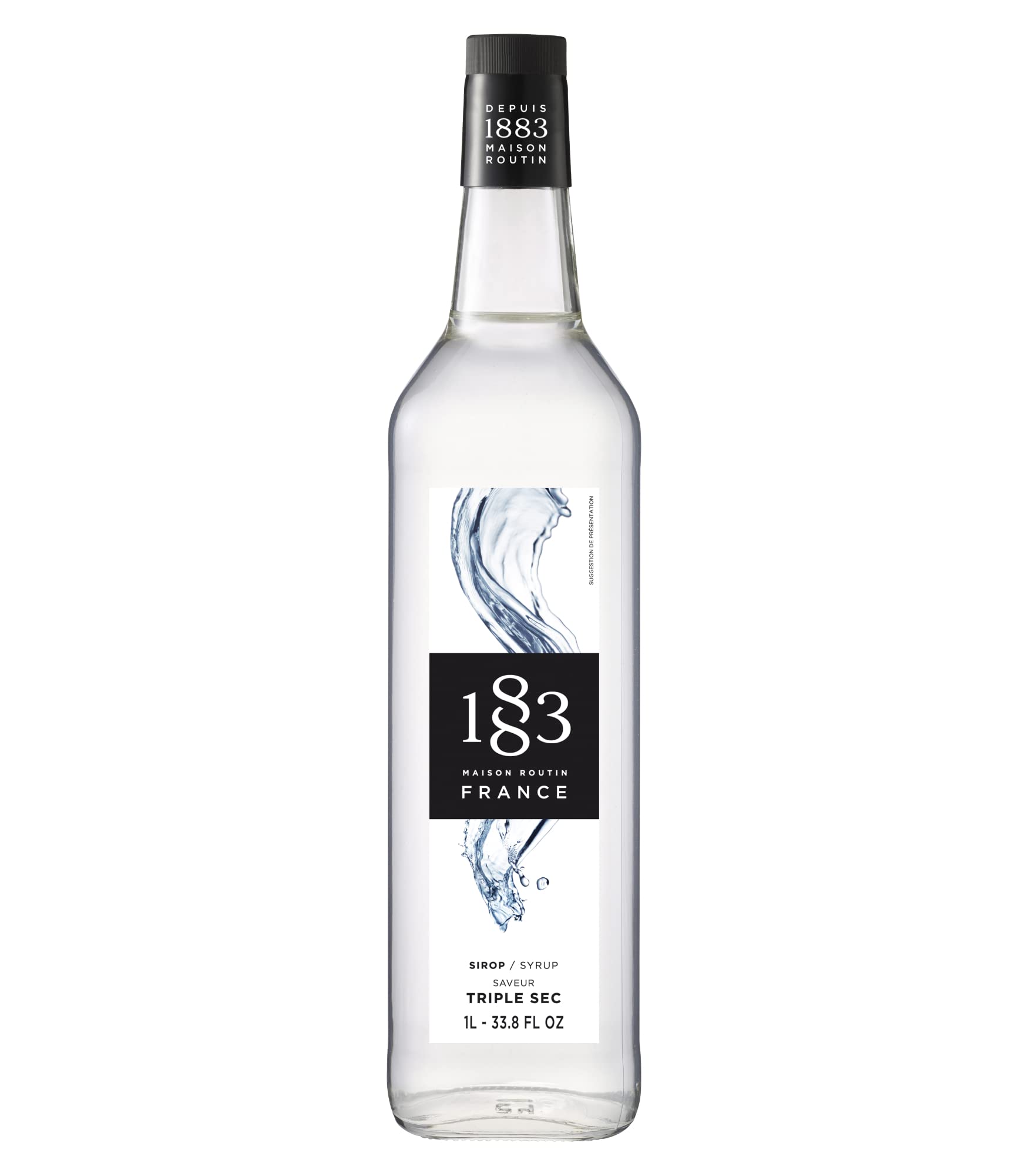 1883 Triple Sec Syrup - Flavored Syrup for Hot & Iced Beverages - Gluten-Free, Vegan, Non-GMO, Kosher, Preservative-Free, Made in France | Glass Bottle 1 Liter (33.8 Fl Oz)