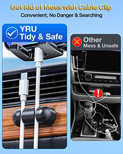 YRU Phone Mount for Car Vent [Upgraded Steel Clip], Sturdy Adjustable Shockproof Car Phone Holder, Handsfree Cell Phone Stand Cradle for iPhone 14 13 Pro Max, Samsung Universal Cellphone, Pickup Truck