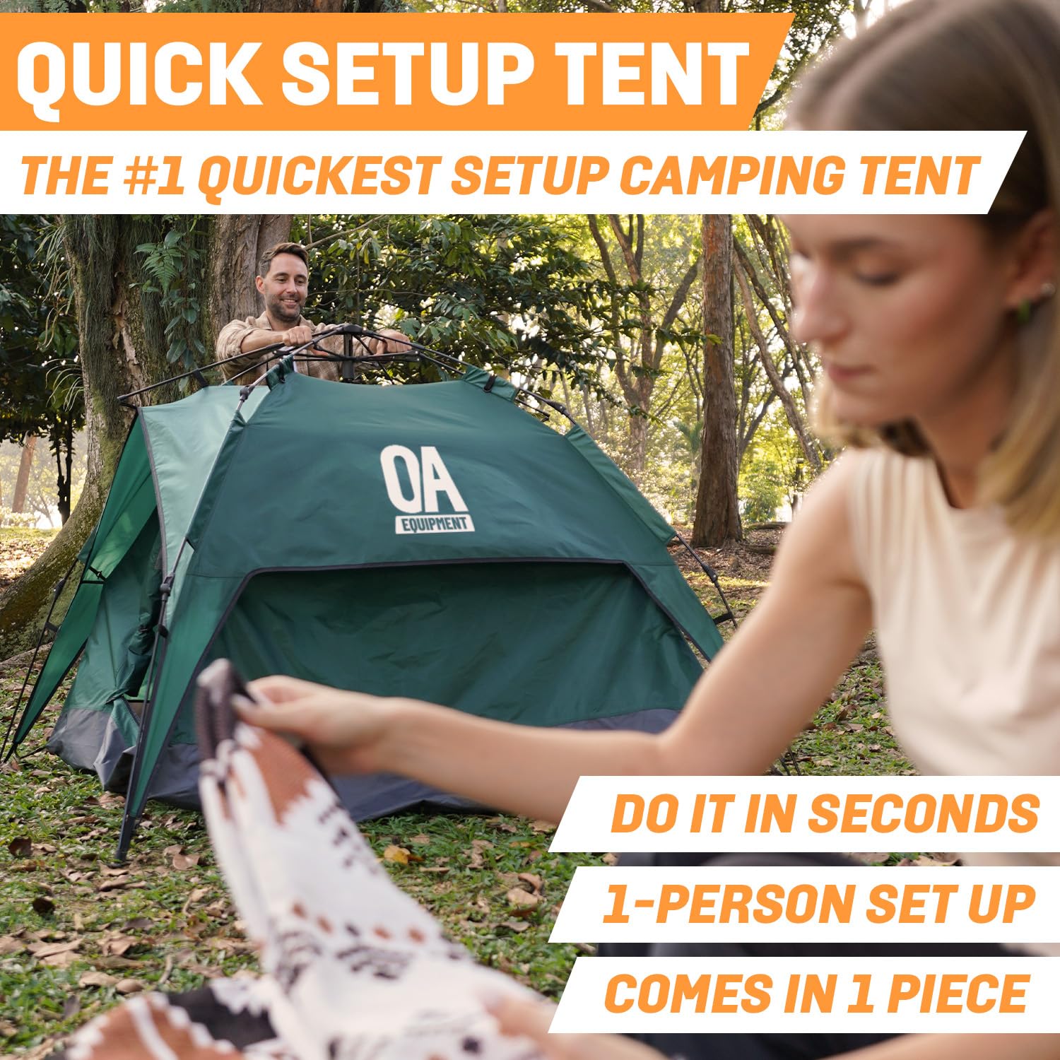 Pop Up Tent 2/3 Person Instant Camping Tent - Quick Setup Small Tent for Camping - Easy Set Up Fully Waterproof with Double Wall & Taped Seams