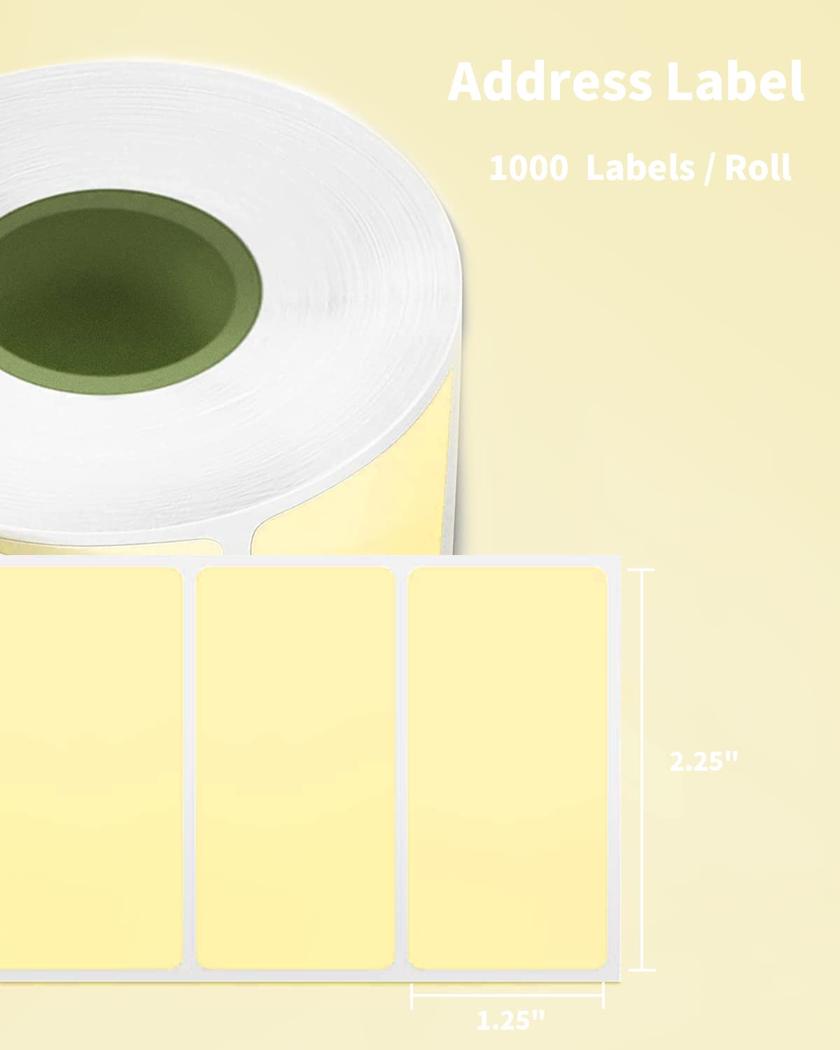 Phomemo 2.25”x1.25” Yellow Direct Thermal Labels, Self-Adhesive Thermal Stickers Labels, Thermal Printer Labels for Address, Logo, Shipping, Barcodes, QR Code (1000 Labels/Rolls,1 Rolls)