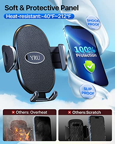 YRU Phone Mount for Car Vent [Upgraded Steel Clip], Sturdy Adjustable Shockproof Car Phone Holder, Handsfree Cell Phone Stand Cradle for iPhone 14 13 Pro Max, Samsung Universal Cellphone, Pickup Truck