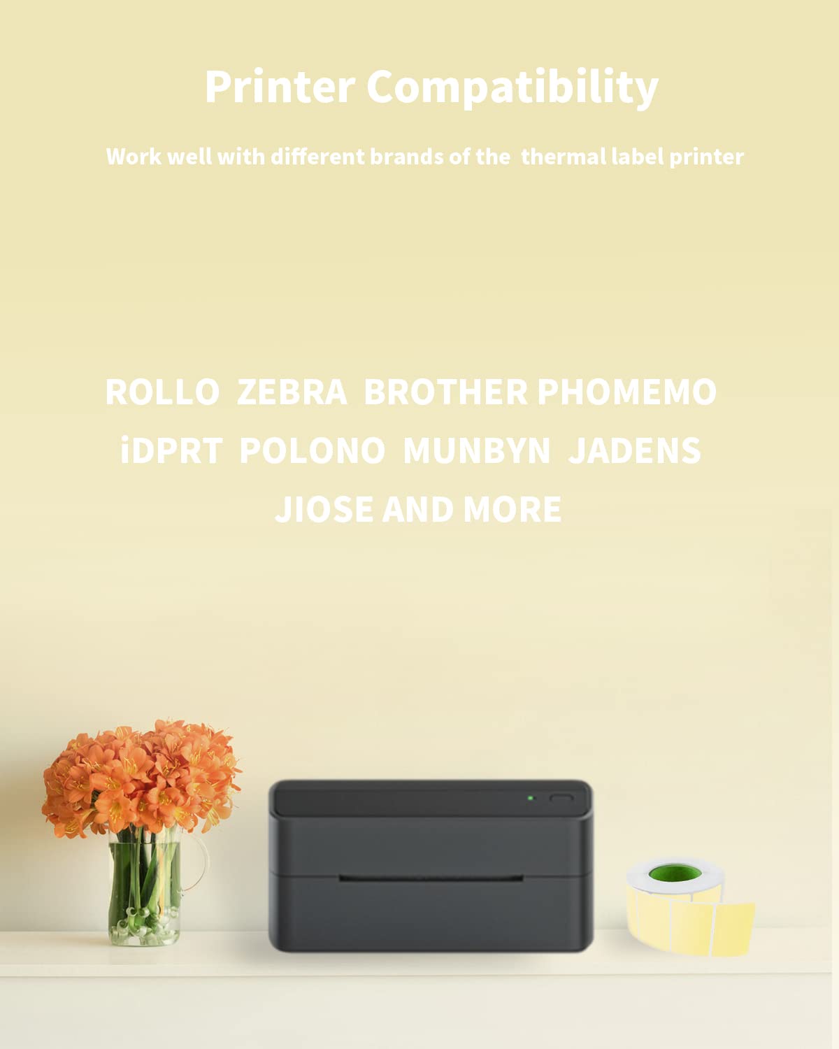 Phomemo 2.25”x1.25” Yellow Direct Thermal Labels, Self-Adhesive Thermal Stickers Labels, Thermal Printer Labels for Address, Logo, Shipping, Barcodes, QR Code (1000 Labels/Rolls,1 Rolls)