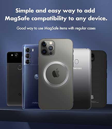 Cheukkee Adhesive Metal Ring Sticker,Mag Ring Circle Attachment for Phone Case,for Magsafe Magnetic Wireless Charging 6 Pack Compatible Cell Phone iPhone Pixel (Black+White+Gray+Sliver+Green+Purple)