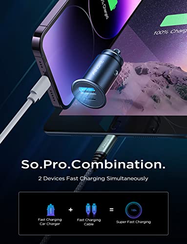 54W USB C Car Charger Fast Charge, AINOPE Super Fast Cigarette Lighter USB Charger Adapter Dual Port PD&QC 3.0 Car Charger USB Fast Charging Compatible with iPhone 14 13 Samsung Galaxy iPad
