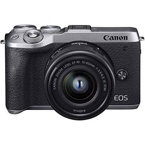 M6 Mark II Mirrorless Digital Camera with 15-45mm Lens (Silver) vlogging Bundle, 500mm f/8.0 Preset Manual Focus Lens, Travel Kit with Accessories (Extra Battery, Flash, 64Gb Memory +More)