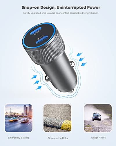 [Apple MFi Certified] iPhone Fast Car Charger, 40W Dual Port USB C Fast Charging Type C Charger Cigarette Lighter Adapter with【2 Pack】3FT USB C to Lightning Cable for iPhone 13/12/12 Pro/iPad/Airpods