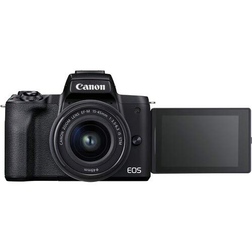 Canon Intl. EOS M50 Mark II Mirrorless Digital Camera with 15-45mm Lens Bundle (Black)+ EF-M 55-200mm f4.5-6.3 is STM Lens & 500mm Preset Lens + 32GB Memory + Filters + Monopod + Professional Bundle