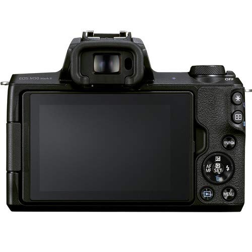Canon Intl. EOS M50 Mark II Mirrorless Digital Camera with 15-45mm Lens Bundle (Black)+ EF-M 55-200mm f4.5-6.3 is STM Lens & 500mm Preset Lens + 32GB Memory + Filters + Monopod + Professional Bundle