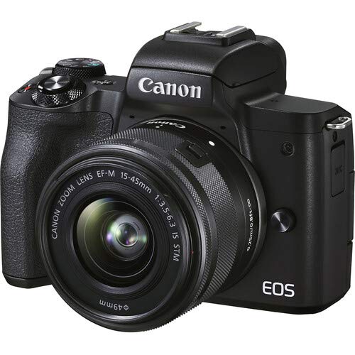 Canon Intl. EOS M50 Mark II Mirrorless Digital Camera with 15-45mm Lens Bundle (Black)+ EF-M 55-200mm f4.5-6.3 is STM Lens & 500mm Preset Lens + 32GB Memory + Filters + Monopod + Professional Bundle