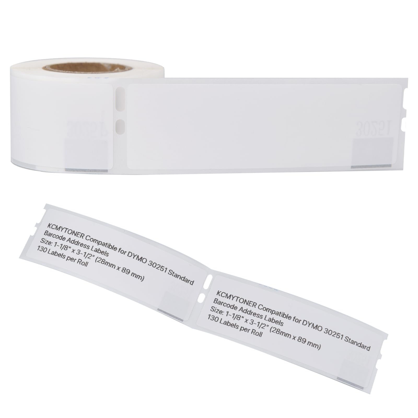 KCMYTONER Compatible with DYMO LW 30251 White Address Barcode Labels 1 1/8" x 3 1/2" Premium Self-Adhesive Replace for LabelWriter 450, 450 Turbo, 4XL, Rollo Zebra Printers, 8 Rolls (130/Roll)