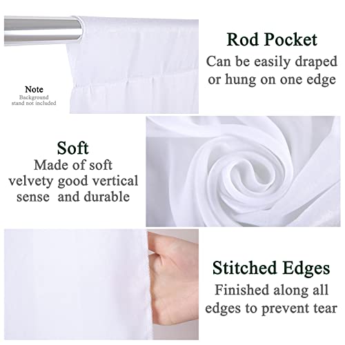 White Backdrop Curtains for Parties, 8ft*10ft Polyester Photography Backdrop Drapes Fabric Decoration for Wedding Birthday Party Baby Shower Bridal Shower Photoshoot