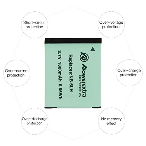 Powerextra NB-6LH Upgraded 2 Pack NB-6L Battery Compatible with Canon Powershot S120 SX510 HS SX280 HS SX500 is SX700 D20 S90 D30 ELPH 500 SX270 SX240 SX520 Cameras