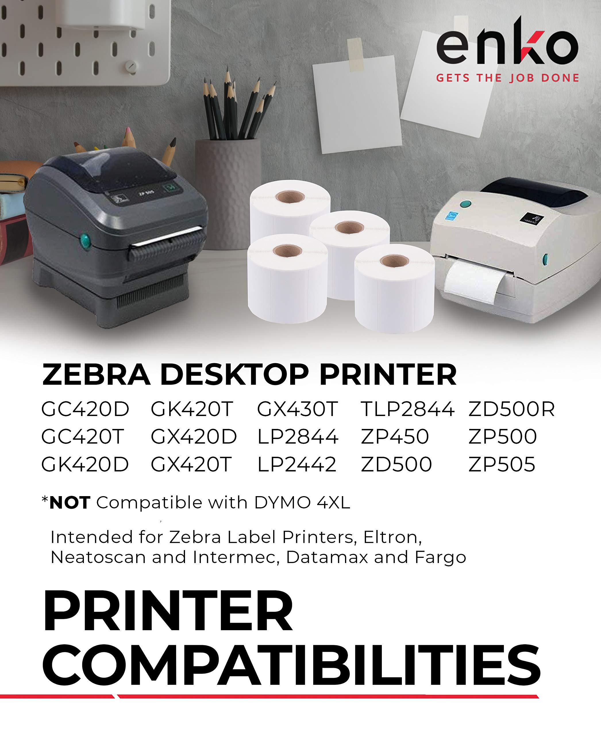 enKo Direct Thermal Labels 2-1/4 x 1-1/4 inches (12 Rolls, 12,000 Labels) Perforated Thermal Stickers for Address Mailing, Barcode, FBA Stickers, FNSKU Labels for Zebra, Rollo, Eltron Printer