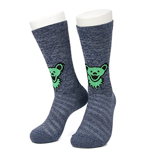 SEC.119 Grateful Dead Novelty Socks | Dancing Bear Navy | Athletic Socks | Crew Socks | Officially Licensed Apparel