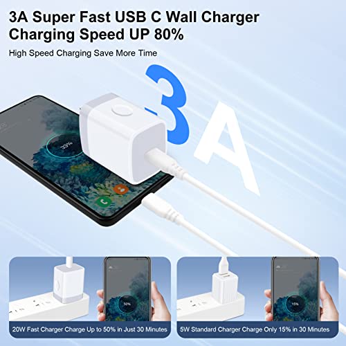 USB C Fast Wall Charger Box Pixel 7 6 Charger for Google Pixel 7 Pro 6a 6 Pro 5a 5 4a 4 XL 3a 3XL 2,Samsung Galaxy S23,A53,A13 5G,S22 Ultra,S21,S20,Z Flip 3,20W PD Power Adapter+6ft Type C to C Cable